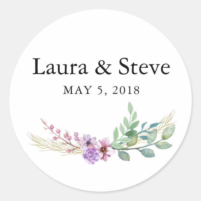 Romantic Wedding Flower Wedding Design Classic Round Sticker | Zazzle.com
