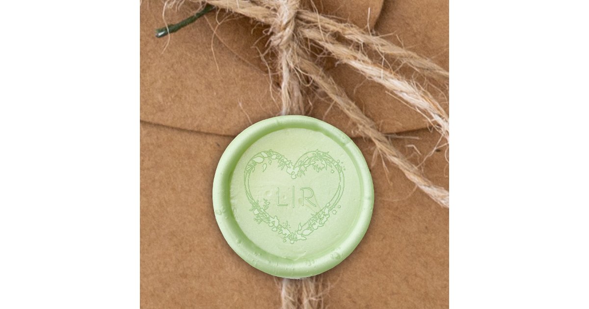 Romantic Wedding Wildflowers Heart Initials & Date Wax Seal Stamp | Zazzle