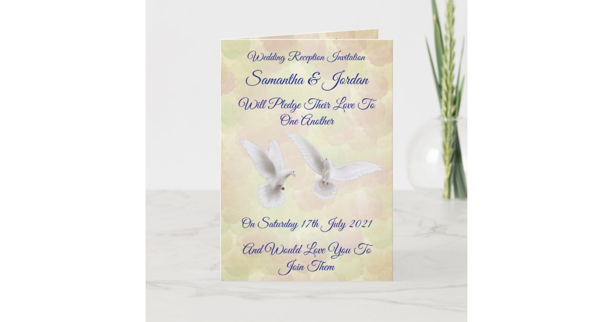 Romantic White Doves Reception Invitation | Zazzle
