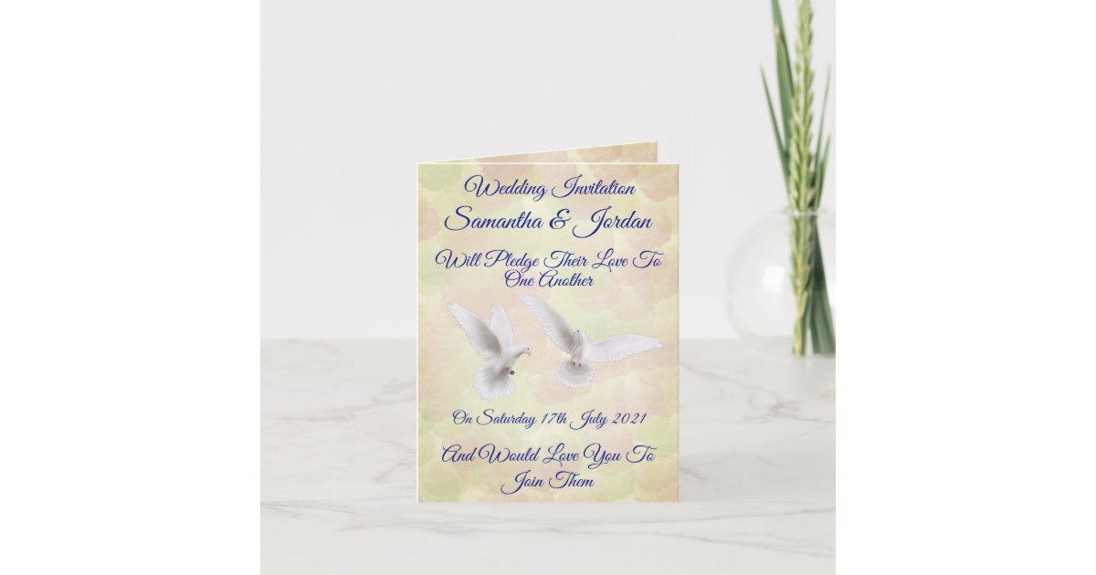 Romantic White Doves Wedding Invitation | Zazzle