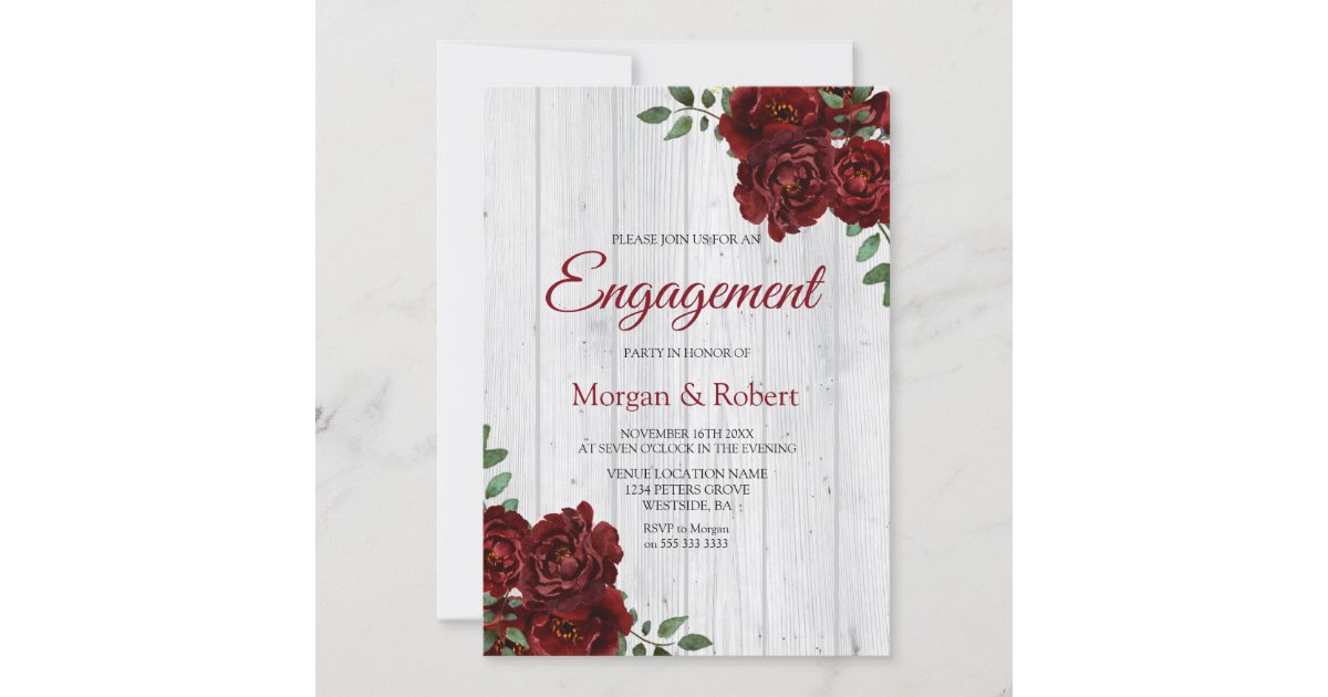 Romantic White Red Roses Engagement Party Invite | Zazzle
