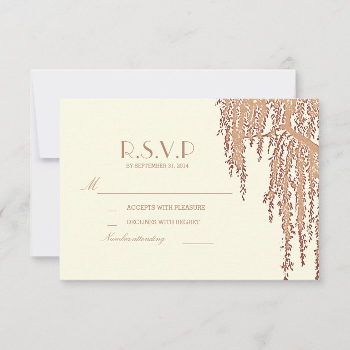 Romantic willow tree wedding RSVP card | Zazzle.com