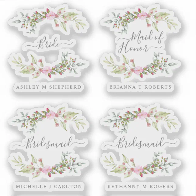 Romantic Wreath in Pink for Bride and Bridesmaids Sticker | Zazzle