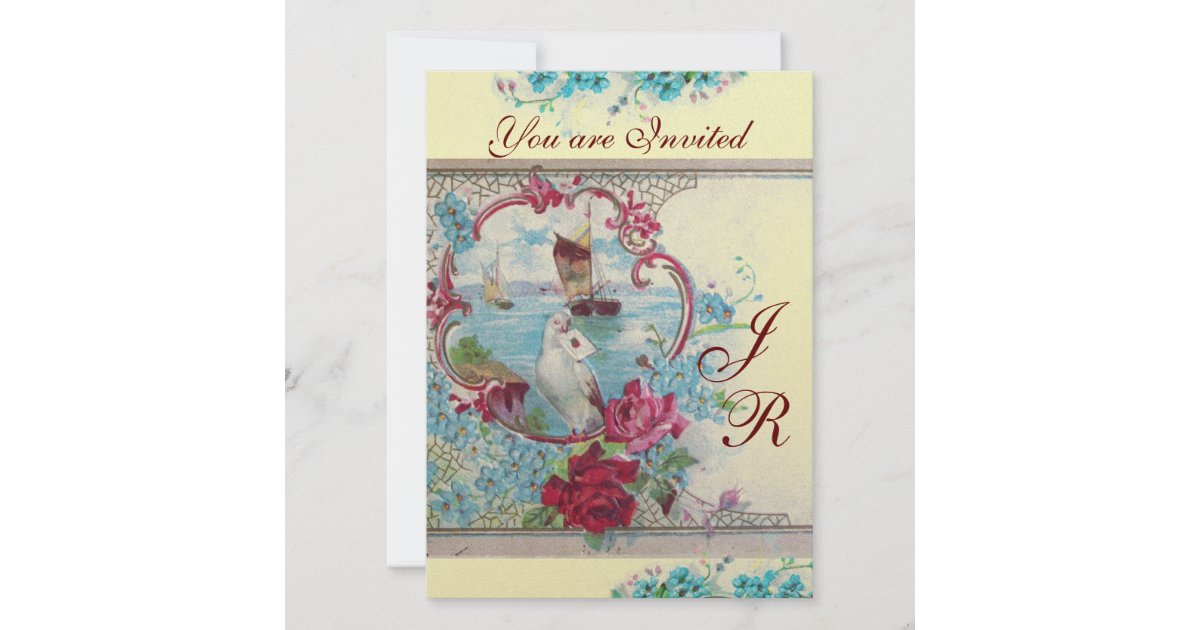 ROMANTİCA MONOGRAM White Champagne Metallic paper Invitation | Zazzle