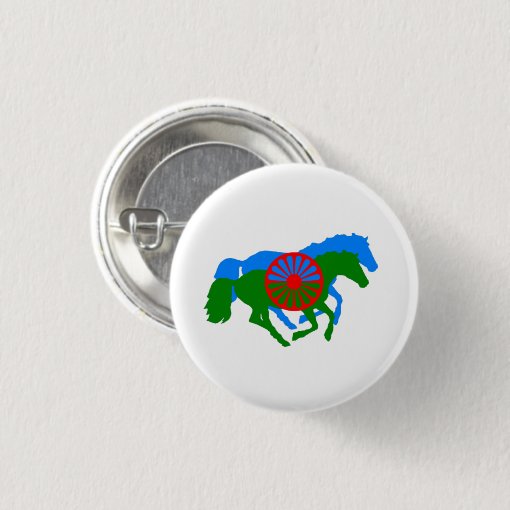 Romany Gypsy flag and horse Button | Zazzle