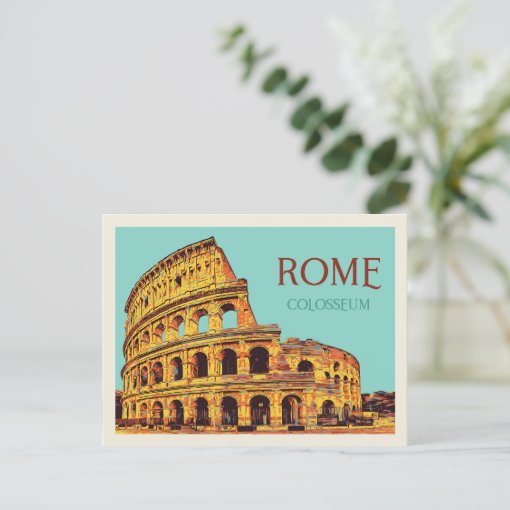 Rome colosseum illustration Italy Postcard | Zazzle