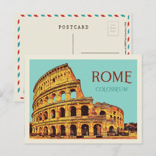 Rome colosseum illustration Italy Postcard | Zazzle
