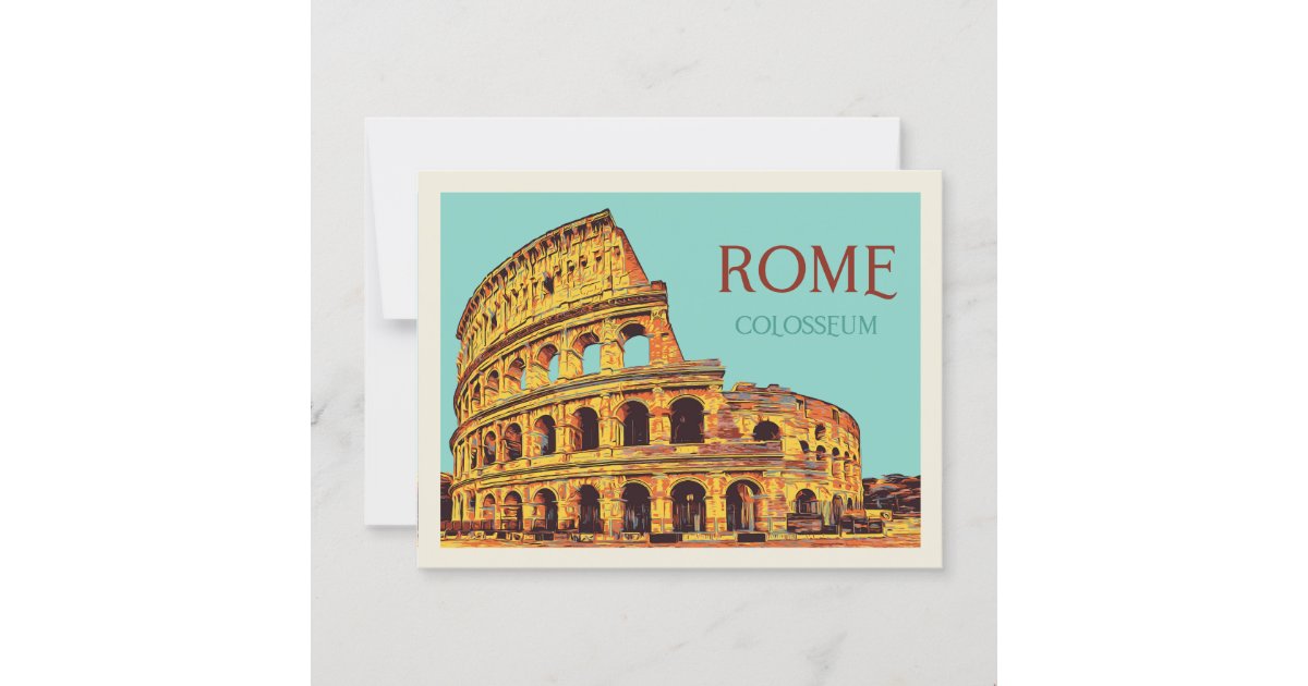 Rome colosseum illustration Italy Postcard | Zazzle
