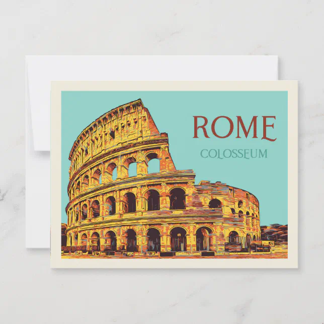 Rome colosseum illustration Italy Postcard | Zazzle