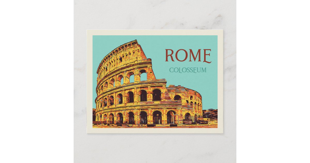 Rome colosseum illustration Italy Postcard | Zazzle