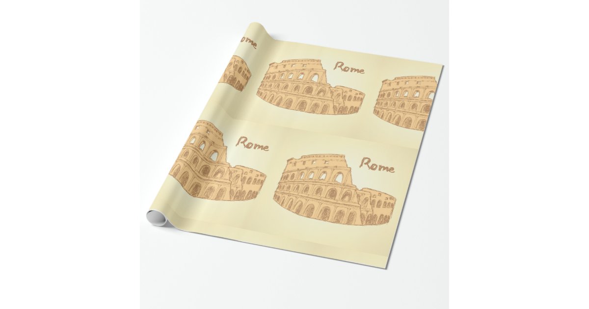 Rome Colosseum Sketch Wrapping Paper | Zazzle