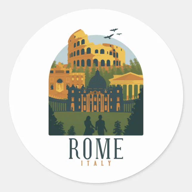 Rome Colosseum Vintage Sticker | Zazzle