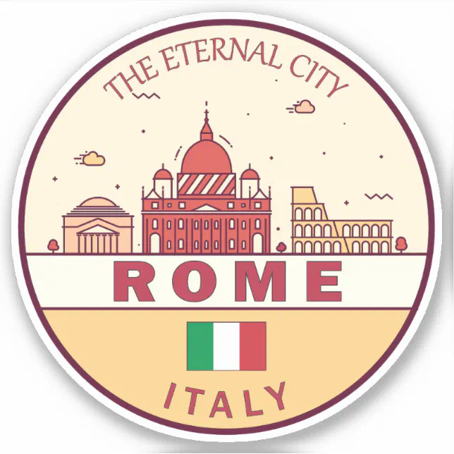 Rome Italy City Skyline Emblem Sticker | Zazzle