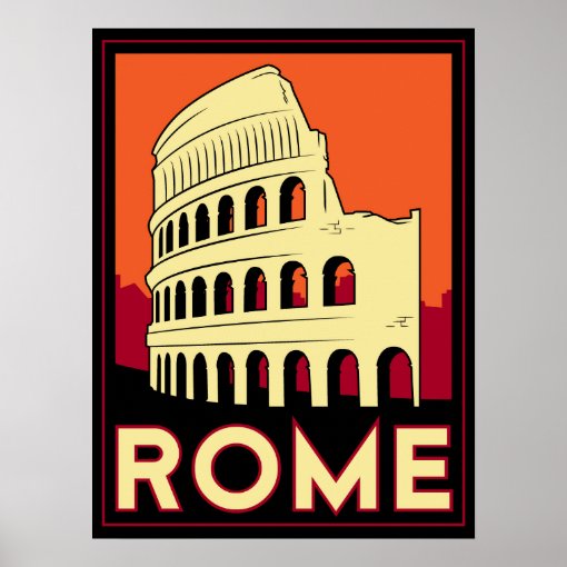 rome italy coliseum europe vintage retro travel poster | Zazzle