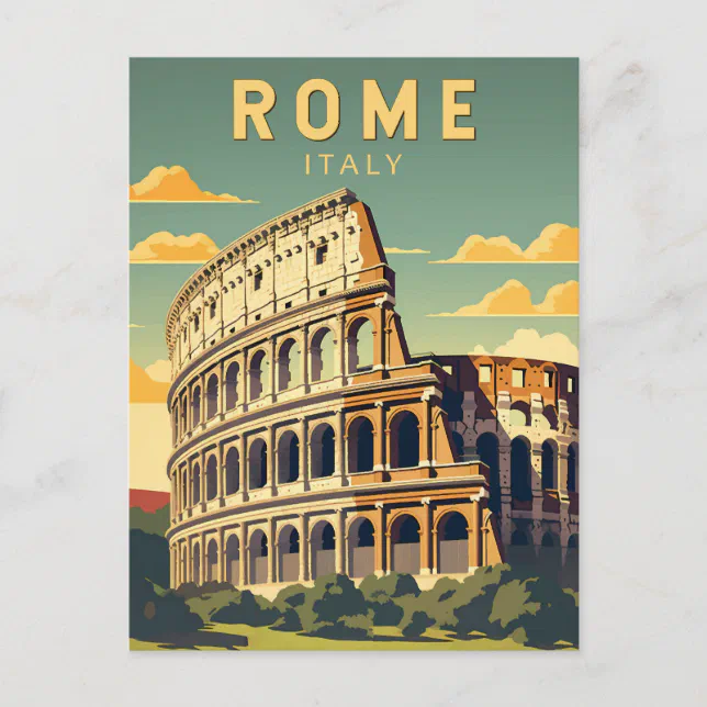 Rome Italy Colosseum Travel Art Vintage Postcard | Zazzle