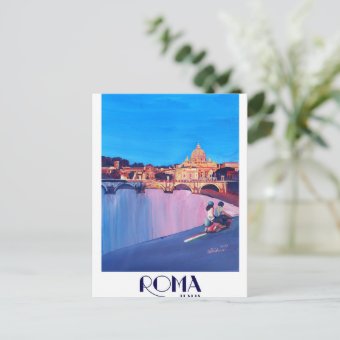 Rome Italy Retro Poster Postcard | Zazzle