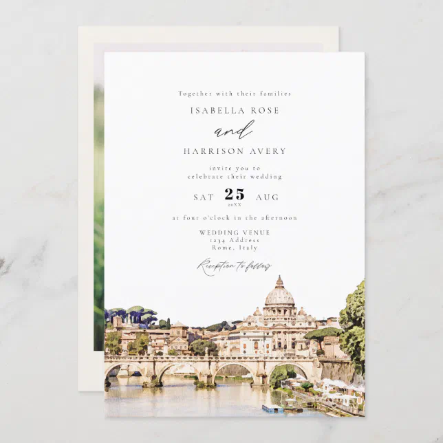 ROME Italy Skyline Destination Wedding Invitation | Zazzle
