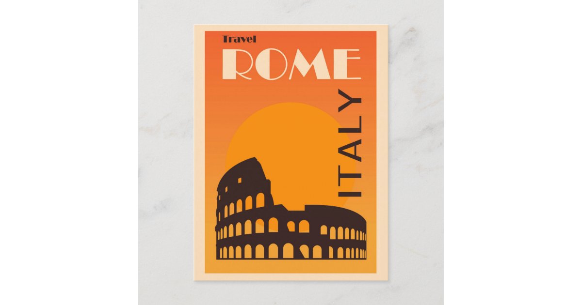 Rome Italy Vintage Italian Colosseum Travel Postcard | Zazzle