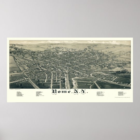 Rome, NY Panoramic Map - 1886 Poster | Zazzle.com