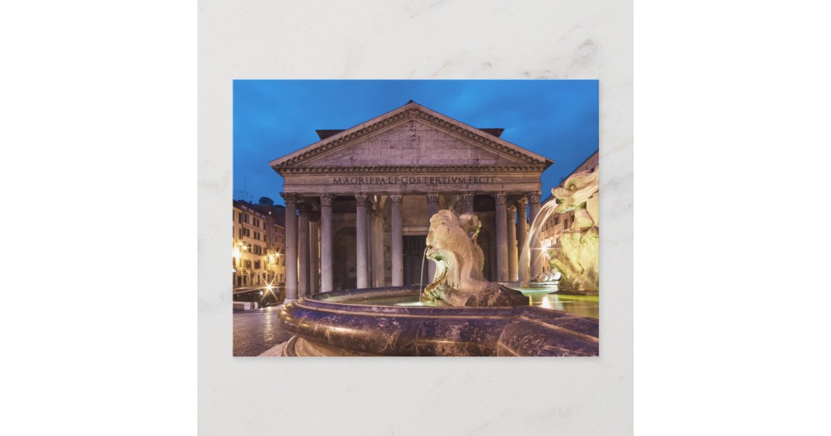 Rome - Pantheon at night postcard | Zazzle