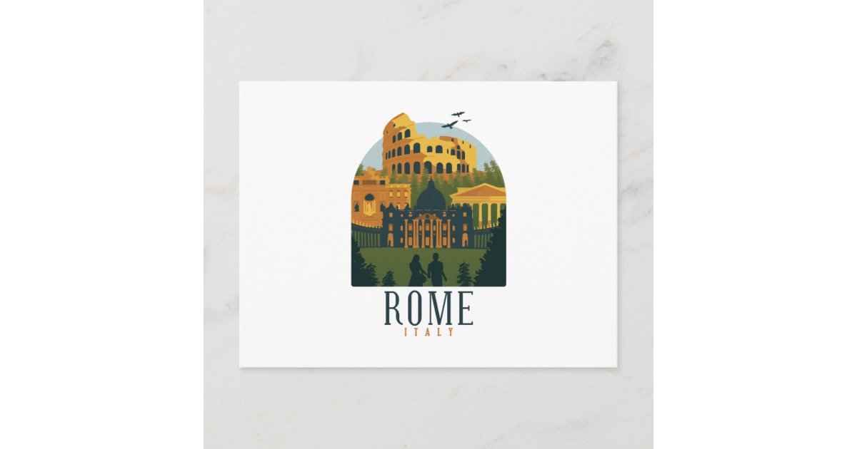 Rome Skyline Drawing Postcard | Zazzle