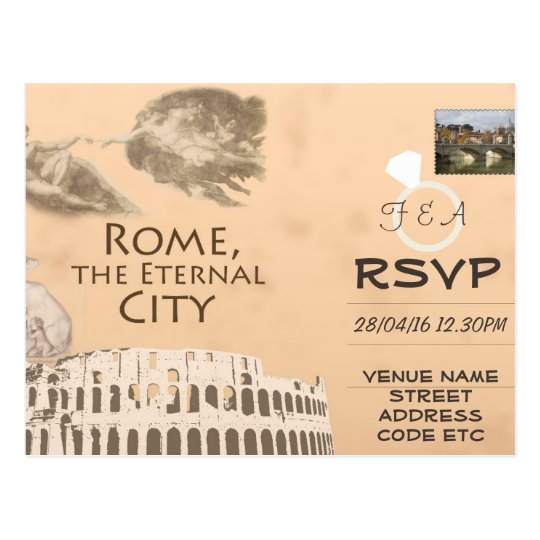 Rome Themed Wedding RSVP Invitation with Photo Postcard | Zazzle.com