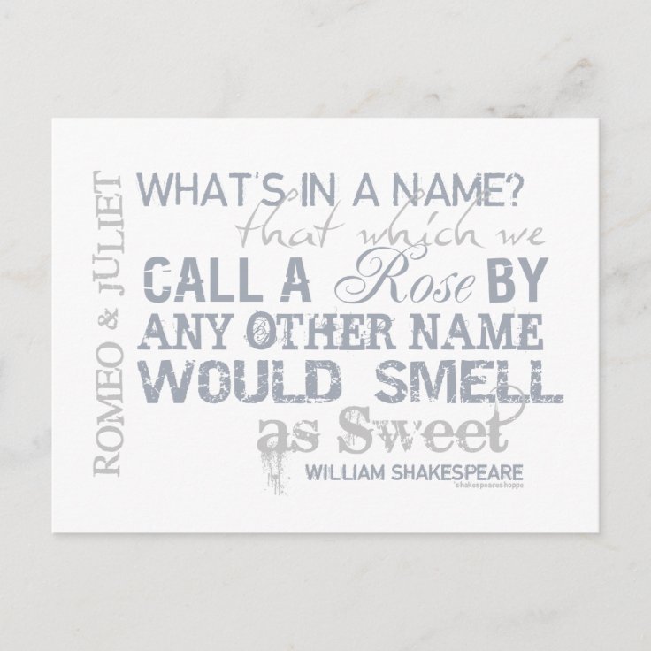 Romeo & Juliet Name Quote Postcard | Zazzle