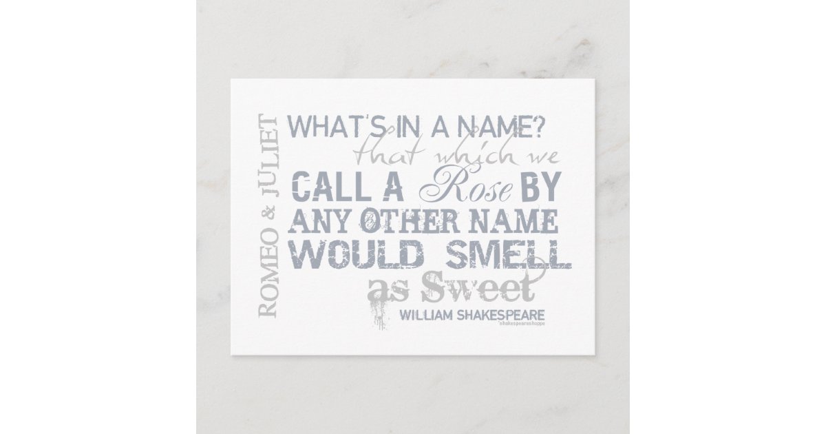 Romeo & Juliet Name Quote Postcard | Zazzle