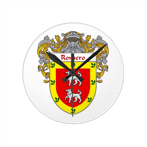 Romero Coat of Arms/Family Crest Round Wall Clock | Zazzle