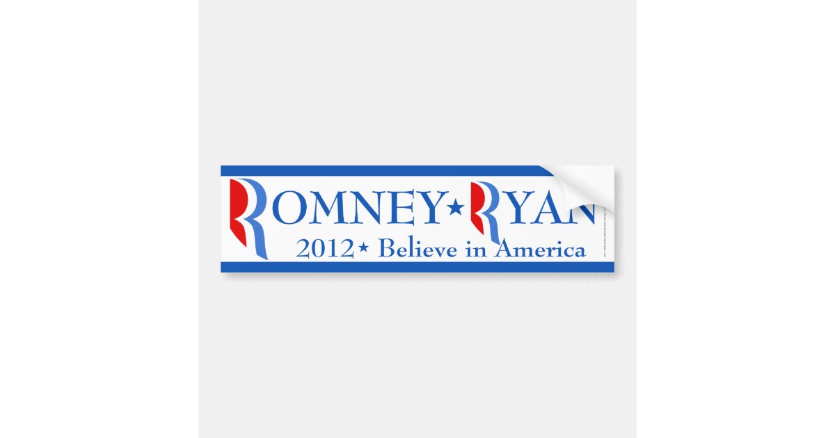 Romney Ryan 2012, White/Blue Bumper Sticker | Zazzle
