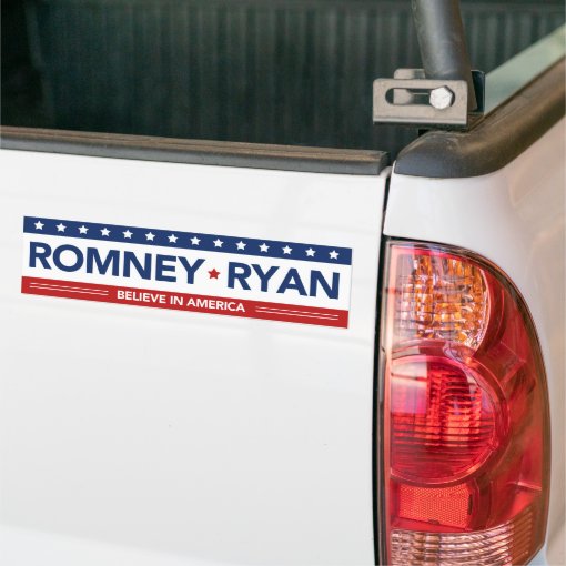 Romney Ryan Believe In America Flag Bumper Sticker | Zazzle