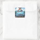 Ron & HARRY POTTER™ in Flying Car to HOGWARTS™ Square Sticker | Zazzle