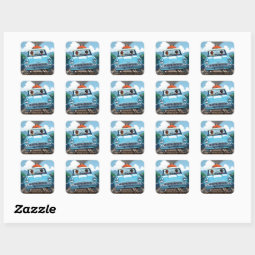Ron & HARRY POTTER™ in Flying Car to HOGWARTS™ Square Sticker | Zazzle