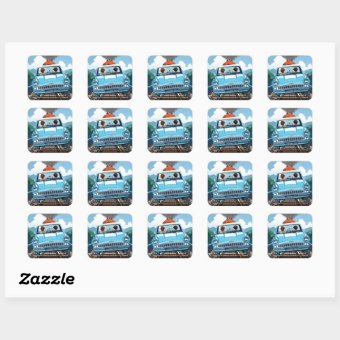 Ron & HARRY POTTER™ in Flying Car to HOGWARTS™ Square Sticker | Zazzle