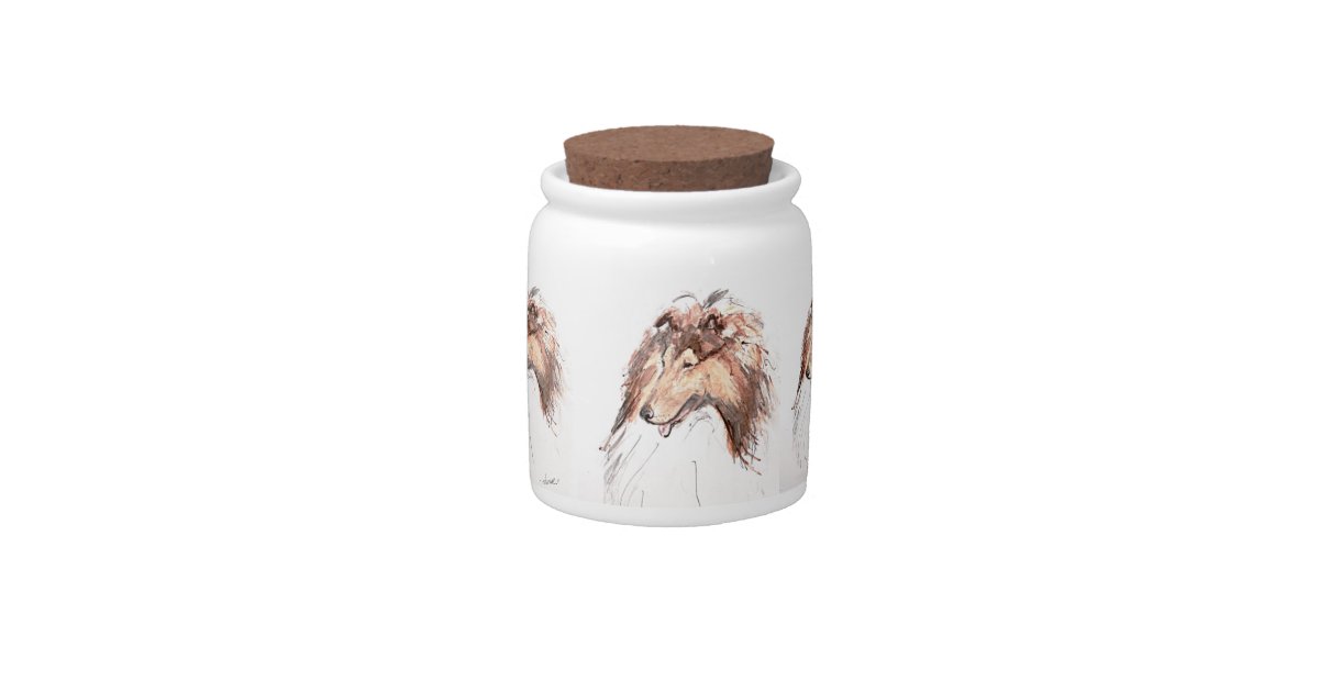 Ron Hevener Collie ... Candy Jar | Zazzle