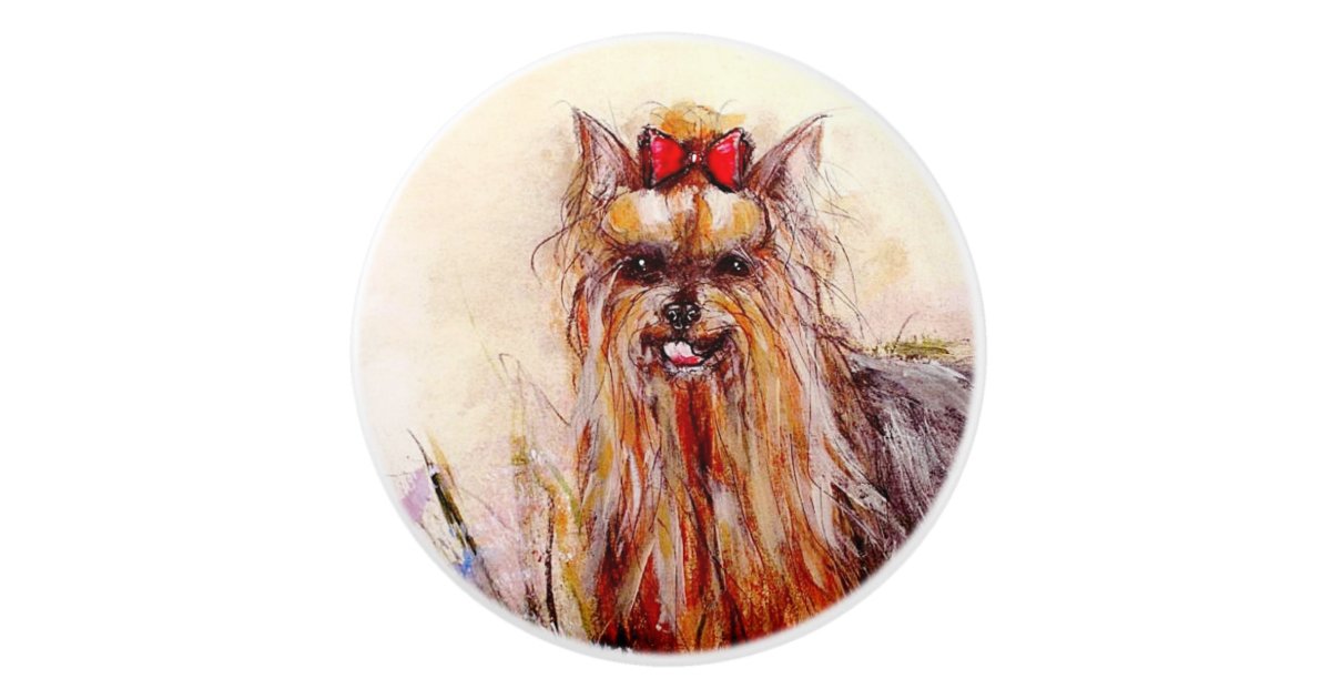 Ron Hevener Yorkshire Terrier Dog Ceramic Knob | Zazzle