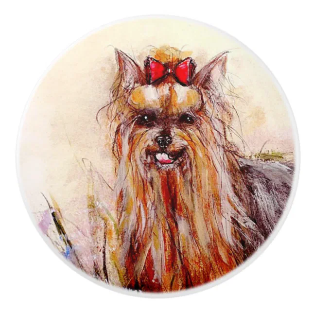 Ron Hevener Yorkshire Terrier Dog Ceramic Knob | Zazzle