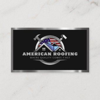 Roofing Construction American Flag QR Code Business Card | Zazzle