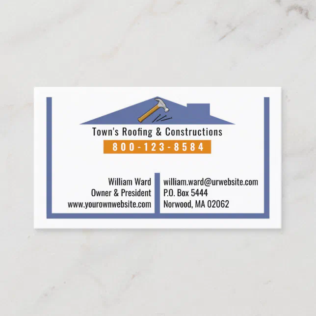 Roofing Construction Business Card | Zazzle