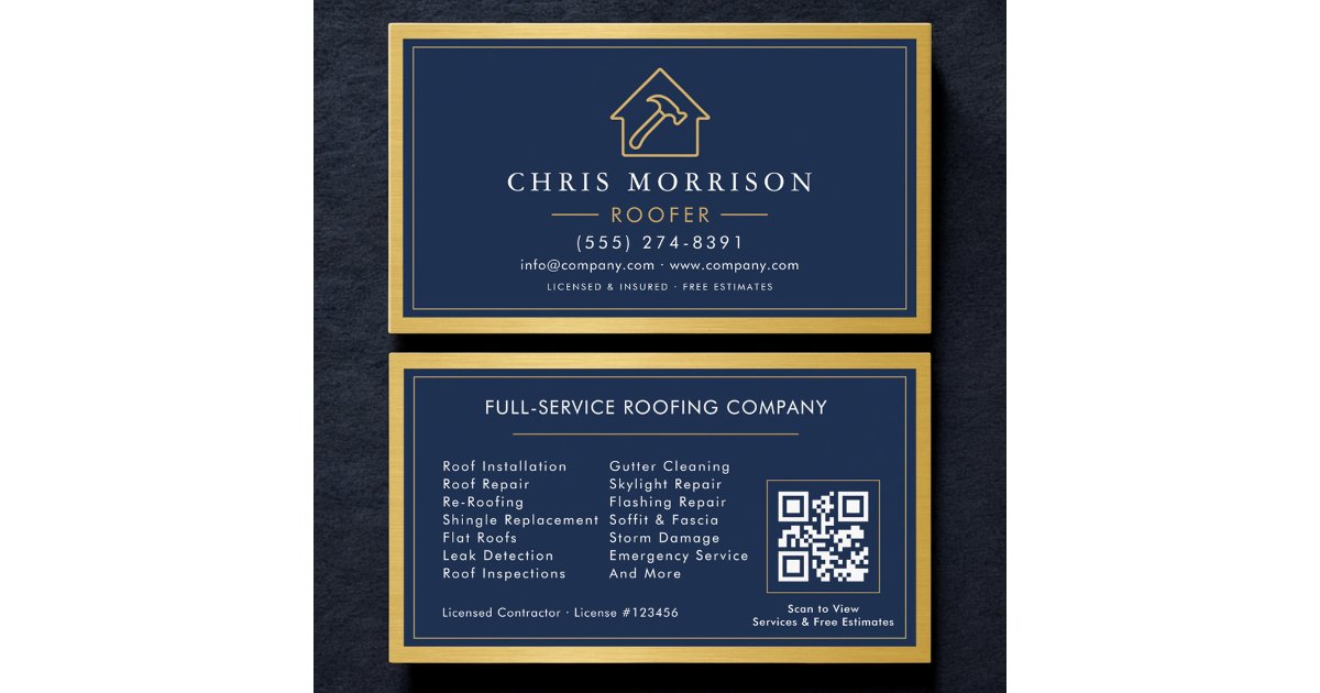 Roofing Construction Service QR Code Business Card | Zazzle