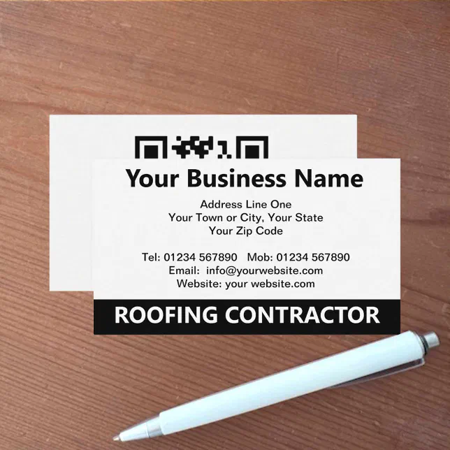 Roofing Contractor QR Code Business Card | Zazzle