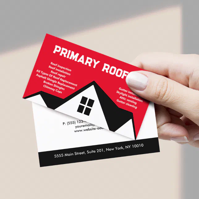 Roofing Contractor | Roofer Red Business Card | Zazzle