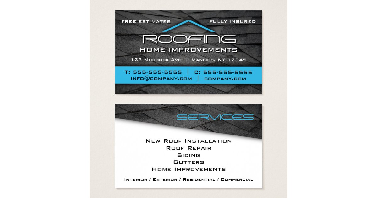 Roofing Professional Business Card Blue | Zazzle