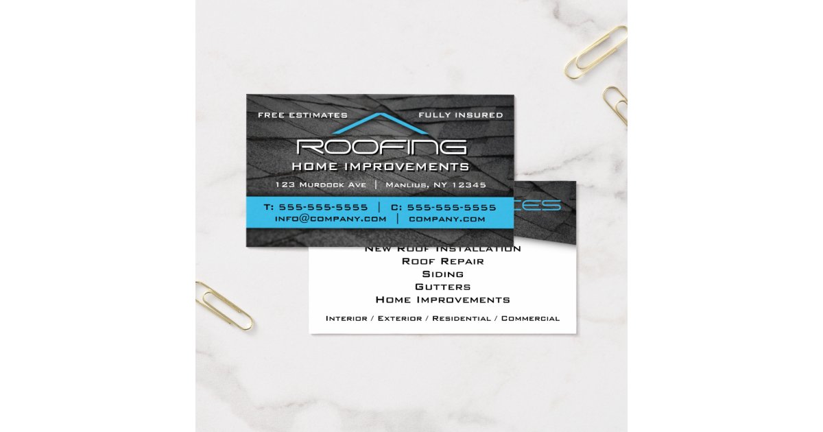Roofing Professional Business Card Blue | Zazzle