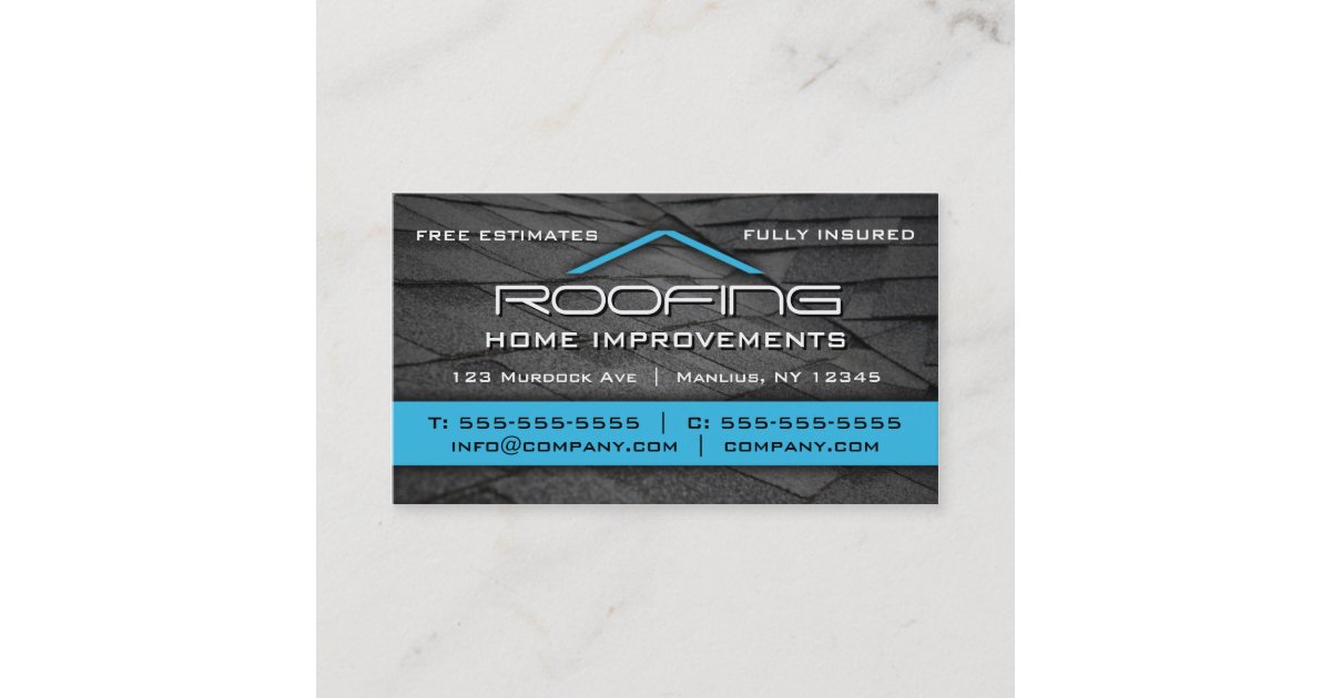 Roofing Professional Business Card Blue | Zazzle
