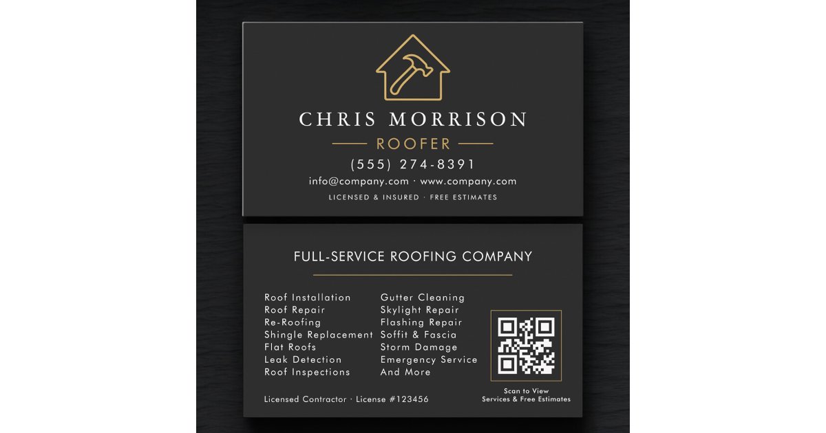 Roofing Professional QR Code Business Card | Zazzle