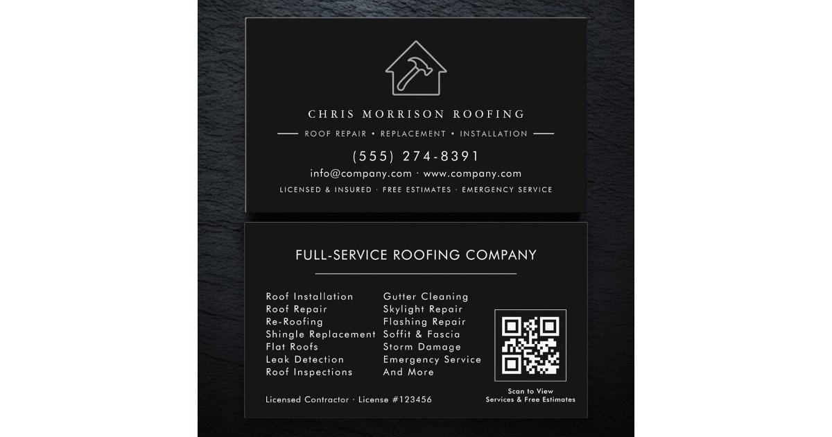 Roofing Service QR Code Business Card | Zazzle