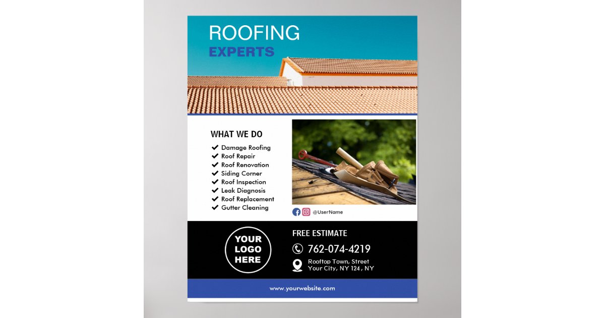 Roofing Services Custom Poster | Zazzle