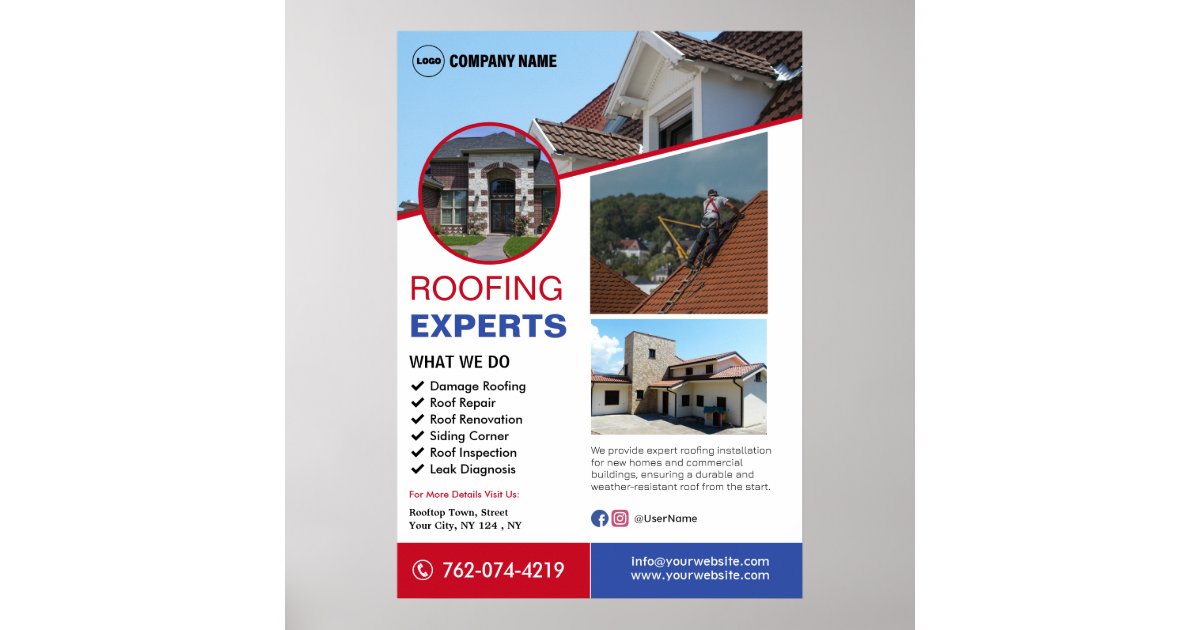 Roofing Services Custom Poster | Zazzle