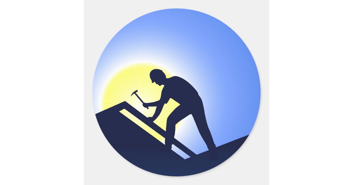 Roofing Worker Classic Round Sticker | Zazzle